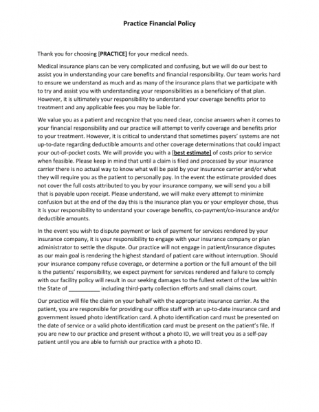 Guide to Creating an Effective Practice Financial Policy